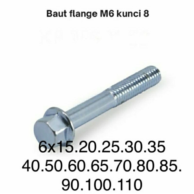 Jual PAKET 50PCS BAUT FLANGE M6 KUNCI 8 M6x15 20 25 30 35 40 45 50 60 70 | Shopee Indonesia