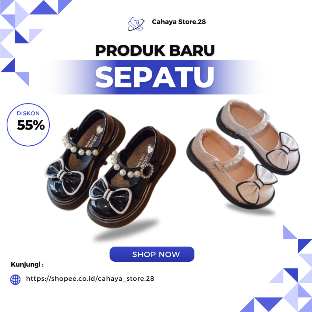 Jual Sepatu pesta anak docmart motif pita tali mutiara trending ...