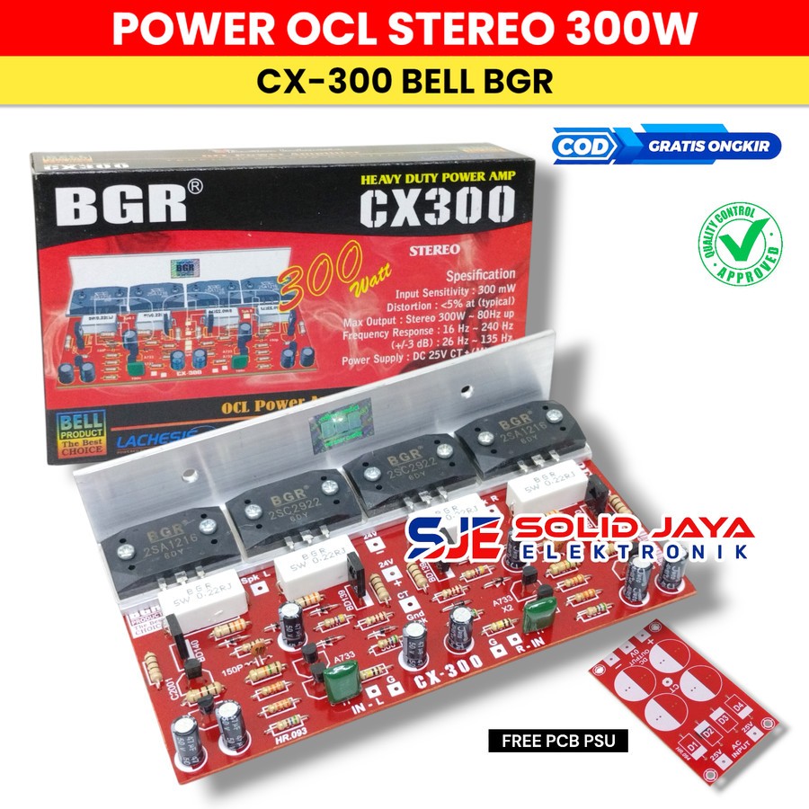 Jual KIT POWER OCL 300W STEREO CX300 KIT POWER AMPLIFIER AMPLI STEREO 300 WATT W TR SANKEN 2 OCL ...