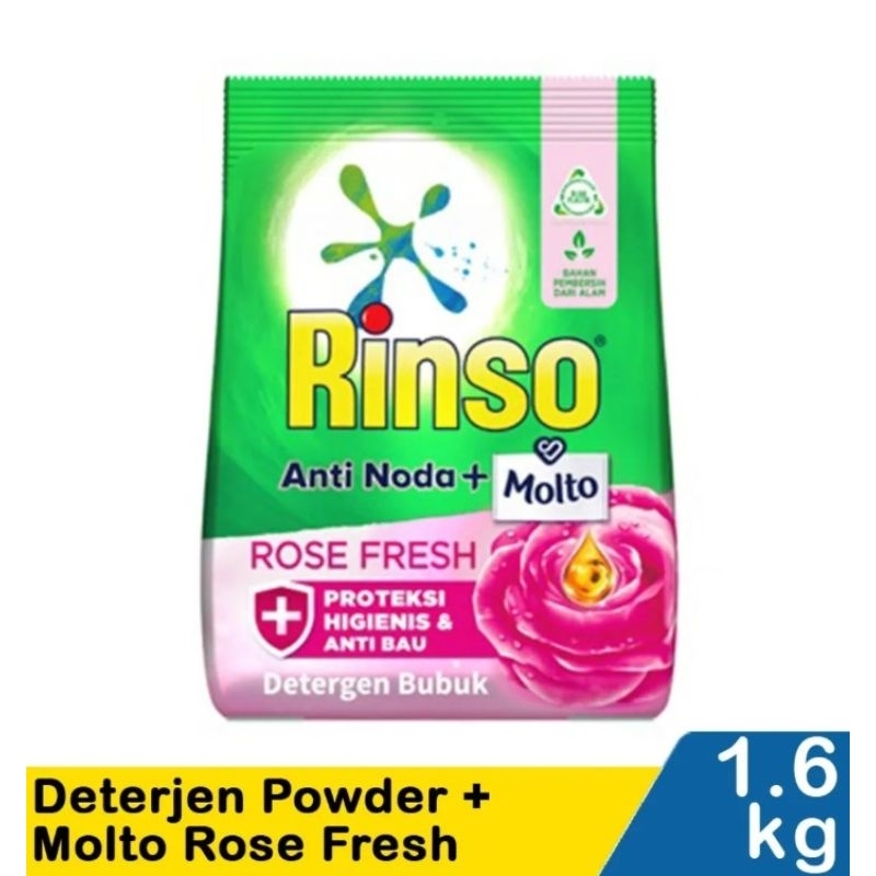 Jual Rinso Molto Anti Noda Deterjen Bubuk Rose Fresh 1.6kg | Shopee ...