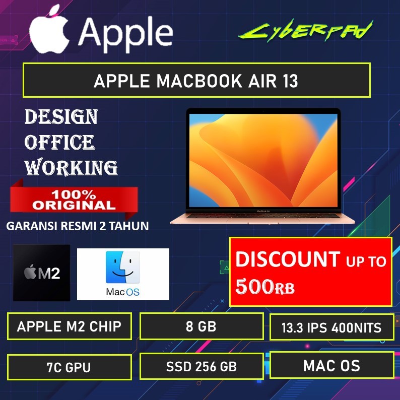 Jual Apple MacBook Air 2022 M2 Chip 13" Inch 256GB RAM 8GB | Shopee ...