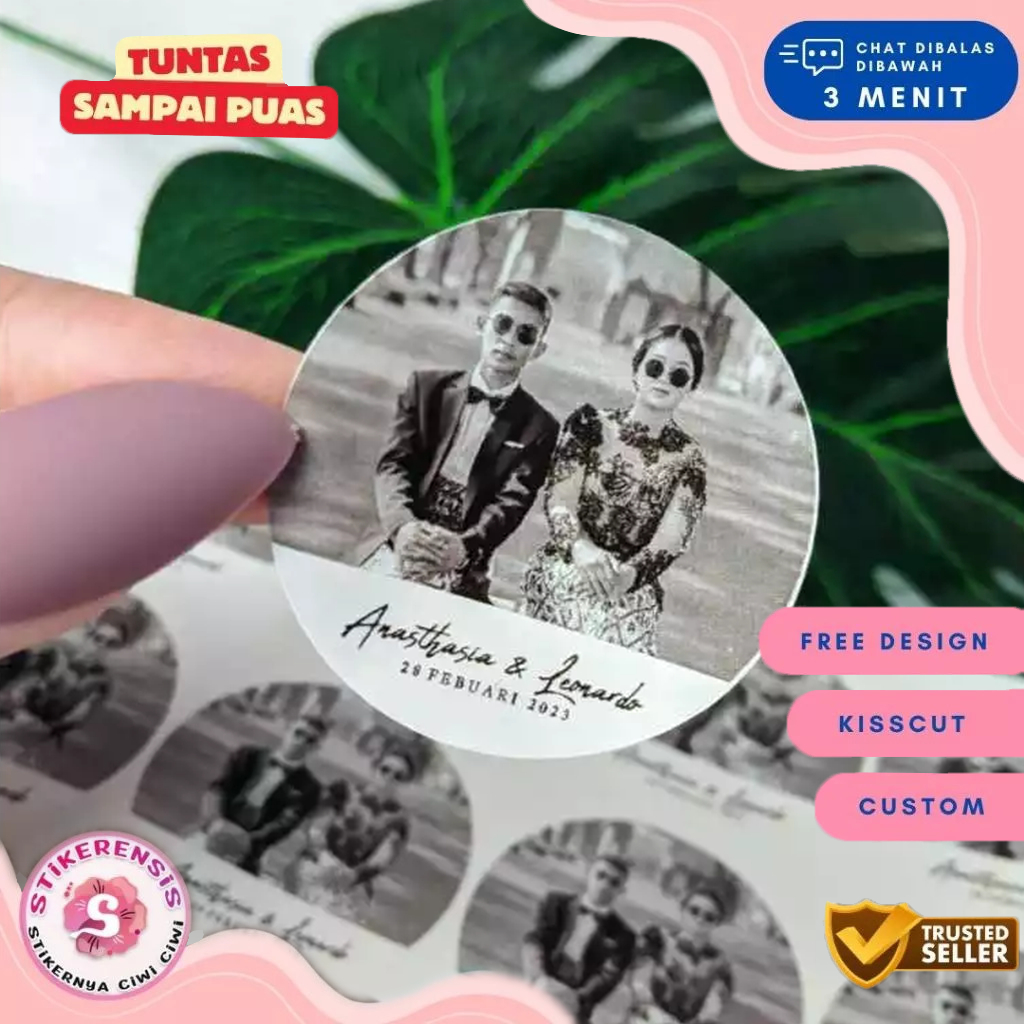 Jual 2-4 Stiker Wedding Souvenir Sticker Custom Ucapan Nikah ...