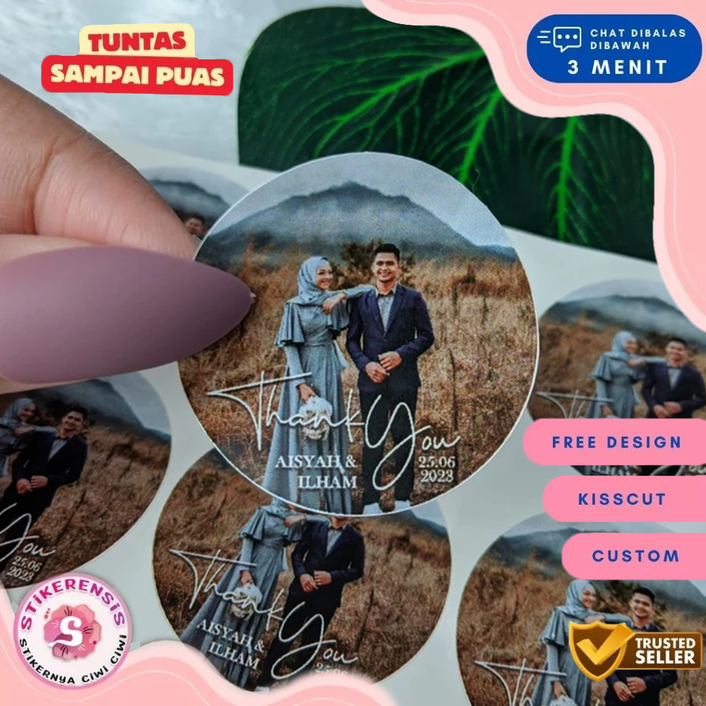 Jual 2-4 Stiker Wedding Souvenir Sticker Custom Stikerensis Ucapan ...