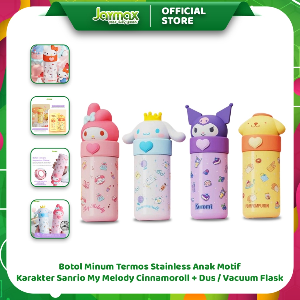 Jual Botol Minum Termos Stainless Anak Motif Karakter Sanrio My Melody Cinnamoroll + Dus ...