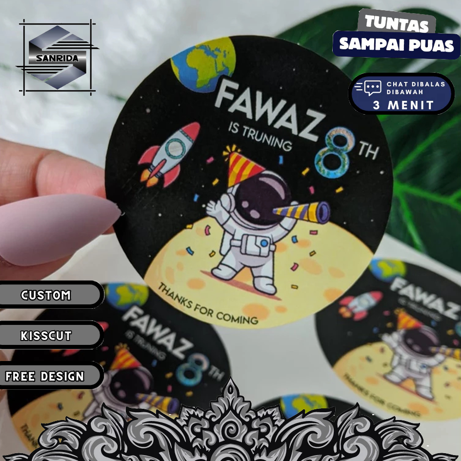 Jual 2-4 Sticker Bulat Ulang Tahun Anak Stiker Ultah Free Design ...
