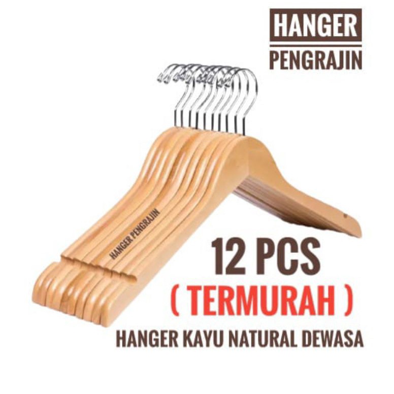 Jual Hanya untuk anda HARGA PABRIK 12 PCS HANGER KAYU NATURAL DEWASA ...