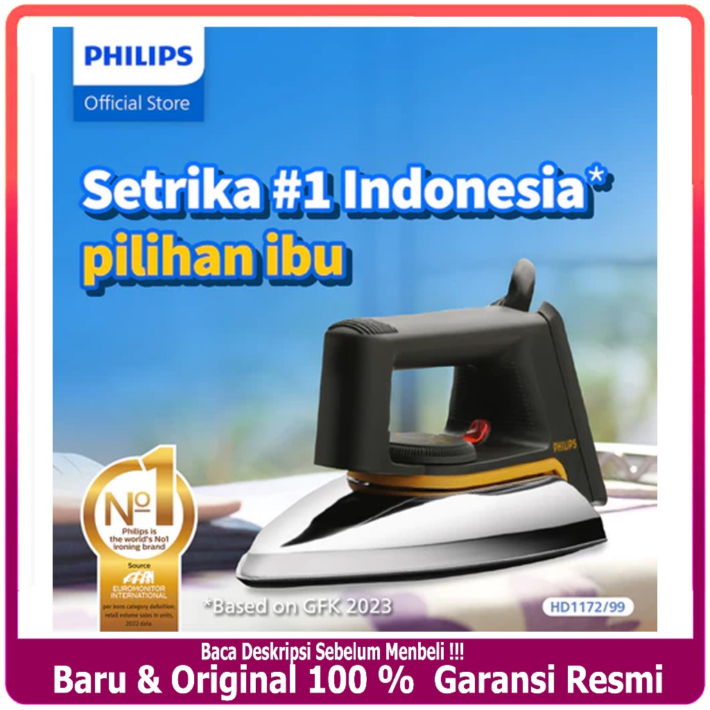 Jual Setrika Philips HD1172 Seri Clasic / Philips Dry Iron HD-1172 350W ...