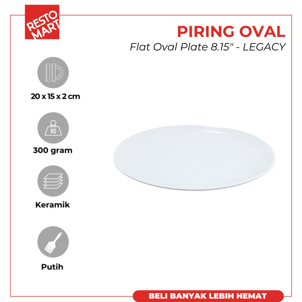 Jual Piring Keramik Oval 21 cm / Flat Oval Plate 8.15" LEGACY Keramik ...