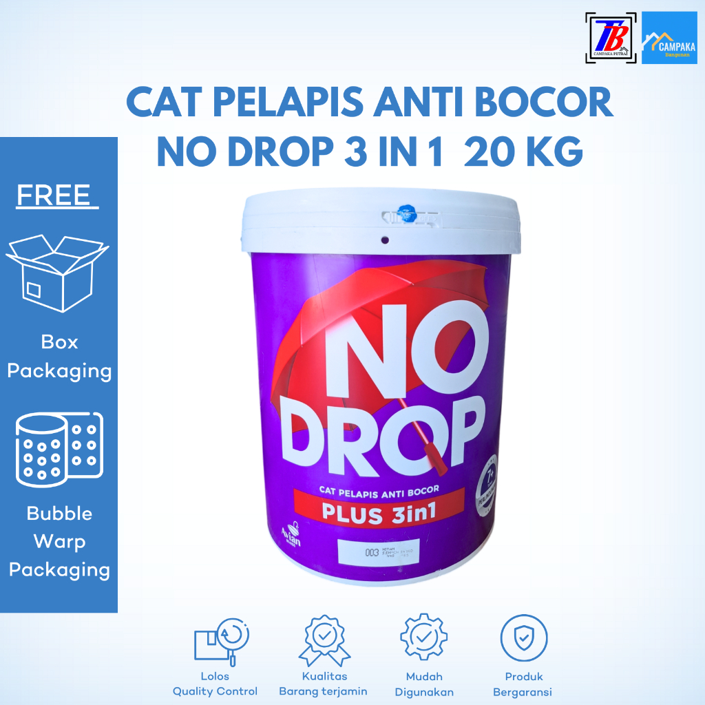 Jual CAT NO DROP PLUS 3 IN 1 KATALOG WARNA 20KG Pail WATERPROOF CAT ...
