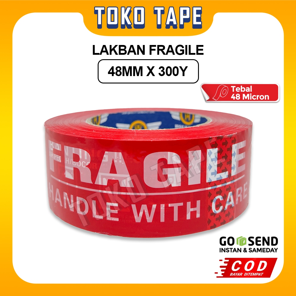 Jual Lakban Fragile Merah Handle With Care 300 Yard Jangan Dibanting ...