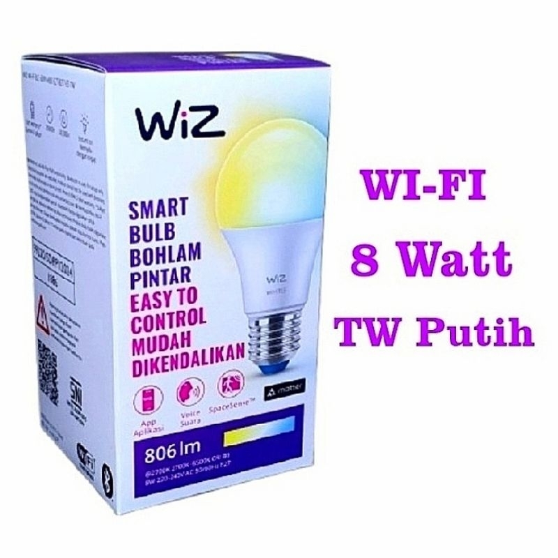 Jual Lampu WIZ LED WiFi Smart Bulb TW Putih 8W | Shopee Indonesia