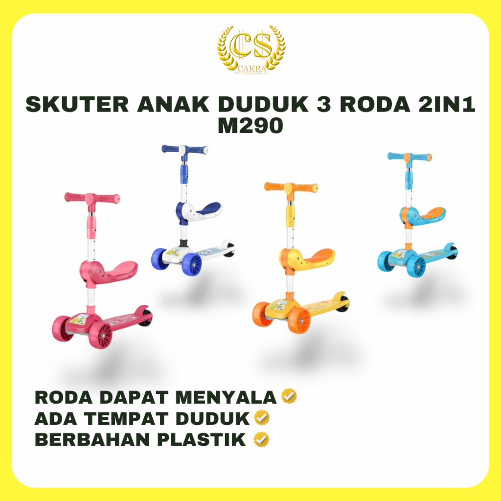 Jual Mainan Anak Skuter Otoped Sepeda Duduk 3 Roda 2in1 M290 Scooter ...