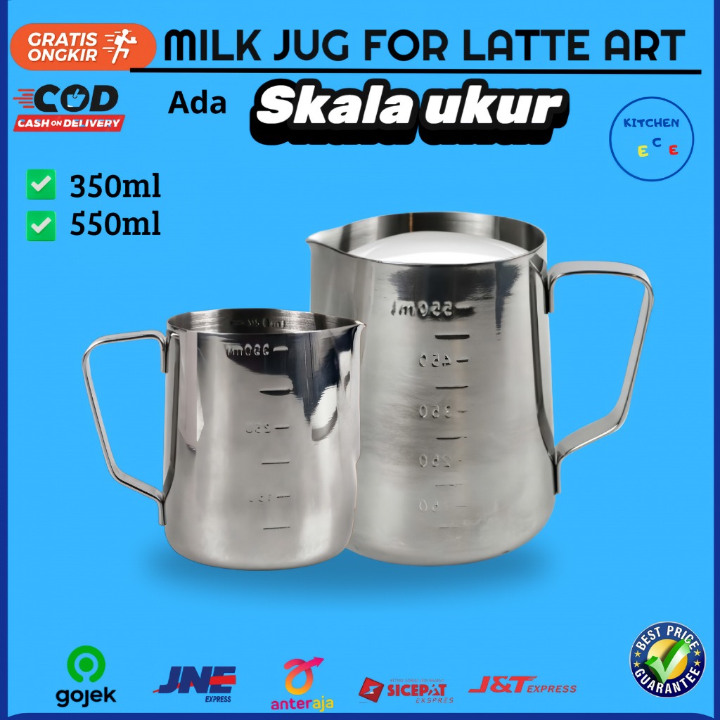 Jual OTC Gelas Milk Jug Frother Susu Dengan Skala Ukuran Kopi Espresso Latte Art Stainless 350 ...