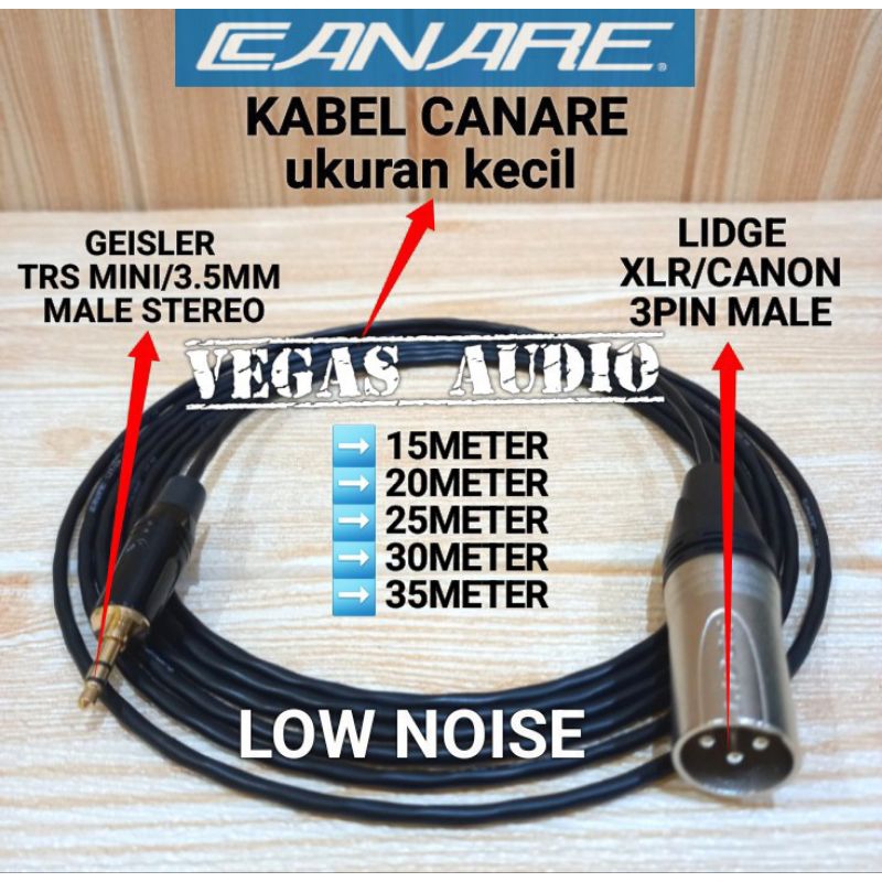 Jual KABEL AUDIO CANARE KECIL JACK 3.5MM MALE STEREO TO JACK XLR MALE 15M-35M | Shopee Indonesia
