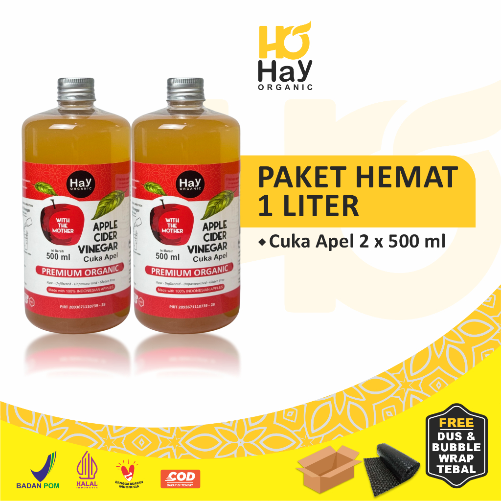 Jual Hay Organic - Cuka Apel Organik 1 Liter Apple Cider Vinegar With ...