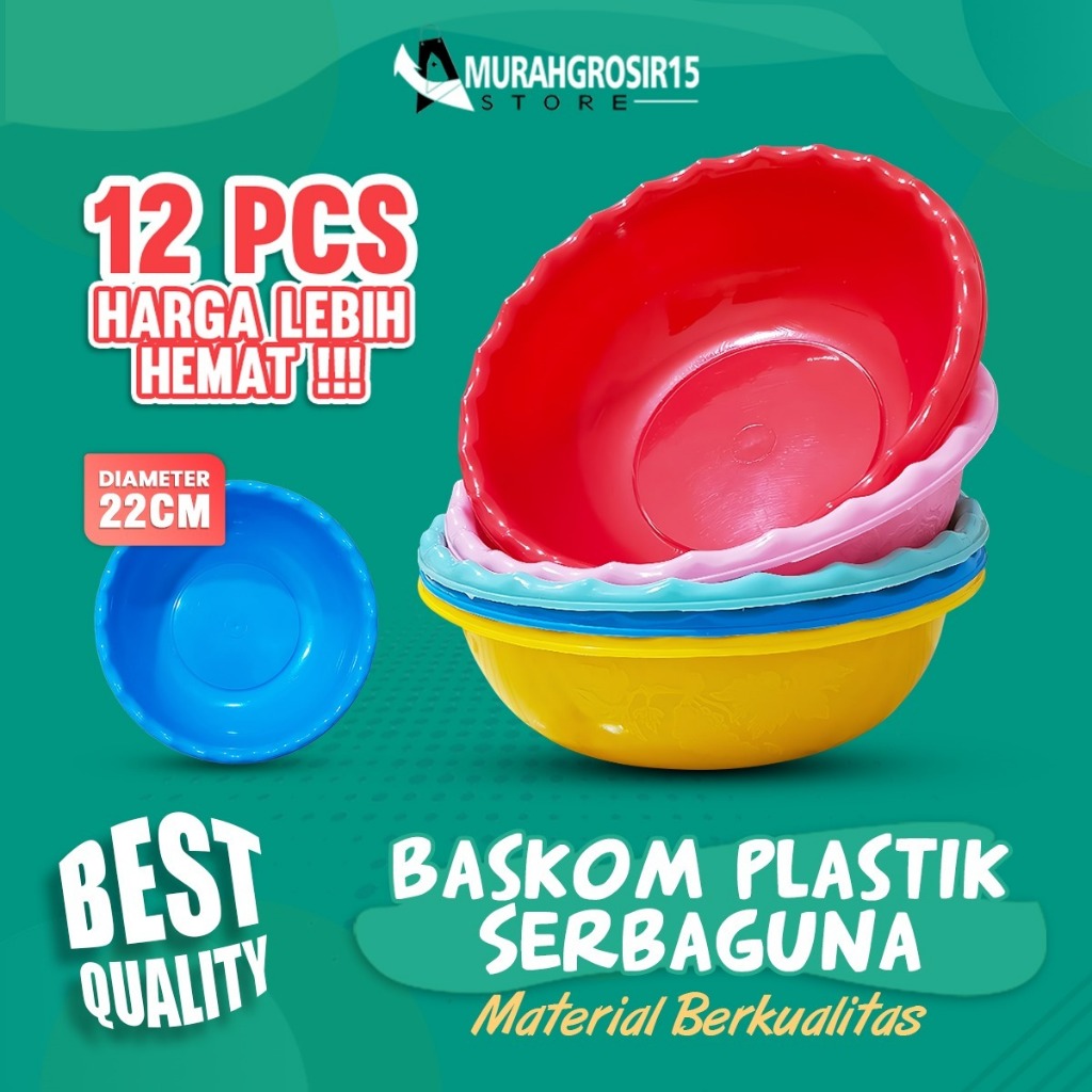 Jual 12 PCS Baskom Plastik / Baskom Makanan / Tempat Buah, Sayur ...