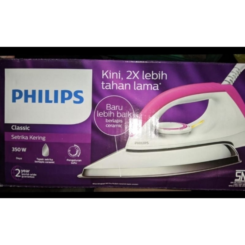 Jual Philips Setrika kering HD1173/40 Pink, Ceramic 4 Lapis, Anti ...