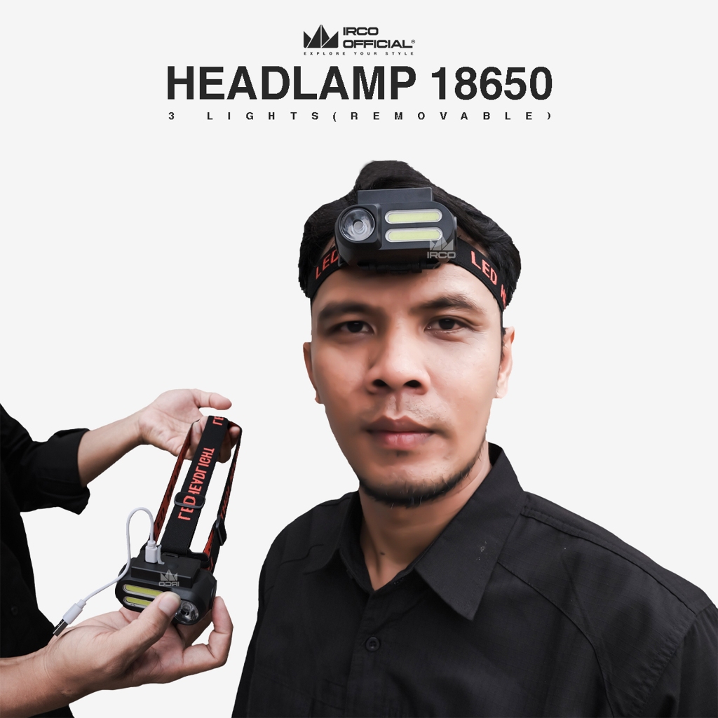 Jual IRCO Headlamp Outdoor Waterproof Free Baterai 18650 - Senter ...