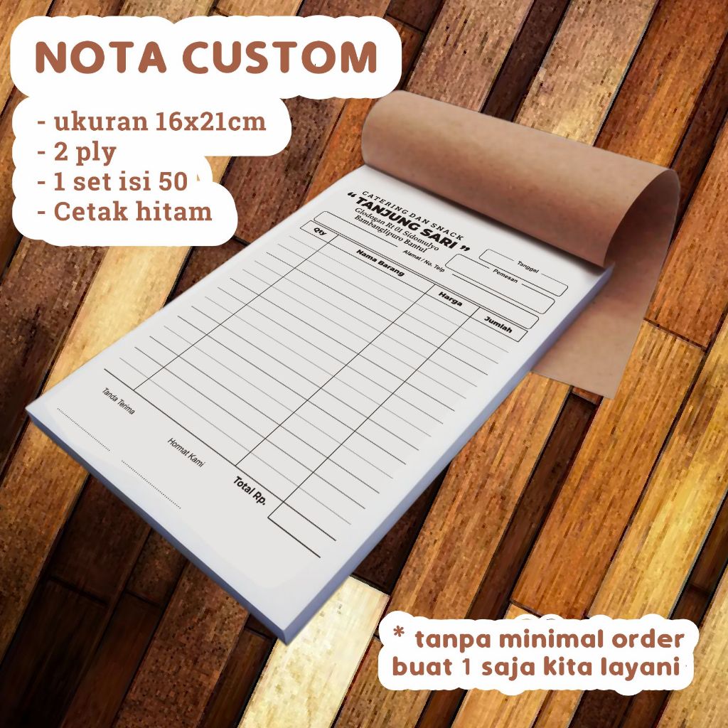 Jual cetak nota custom murah 2 ply ukuran 16x21 cm isi banyak 50 set ...