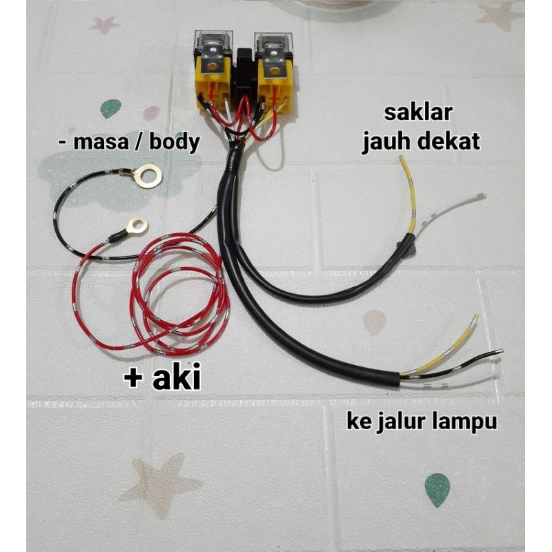 Jual relay lampu tembak mini leser mini biled socket H4 lampu daymaker ...