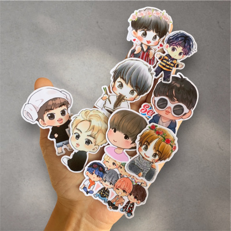 Jual Stiker motif BTS CHIBI Cute Decoratif ( sudah cutting ) Laminasi ...