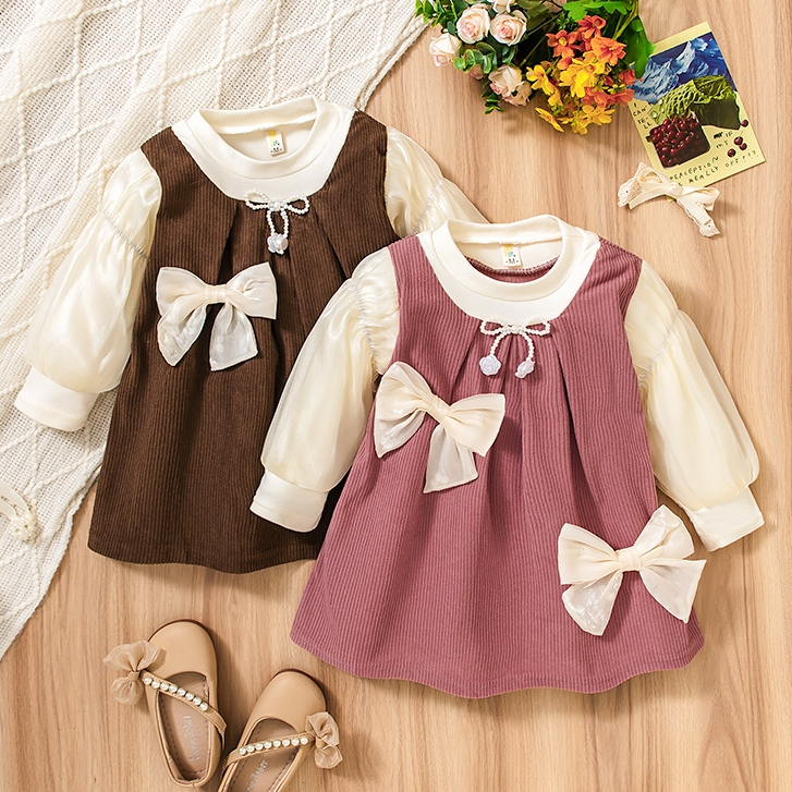 Jual JoyfulTots Gaun Lengan Panjang Anak Perempuan Gaun Putri Pita ...