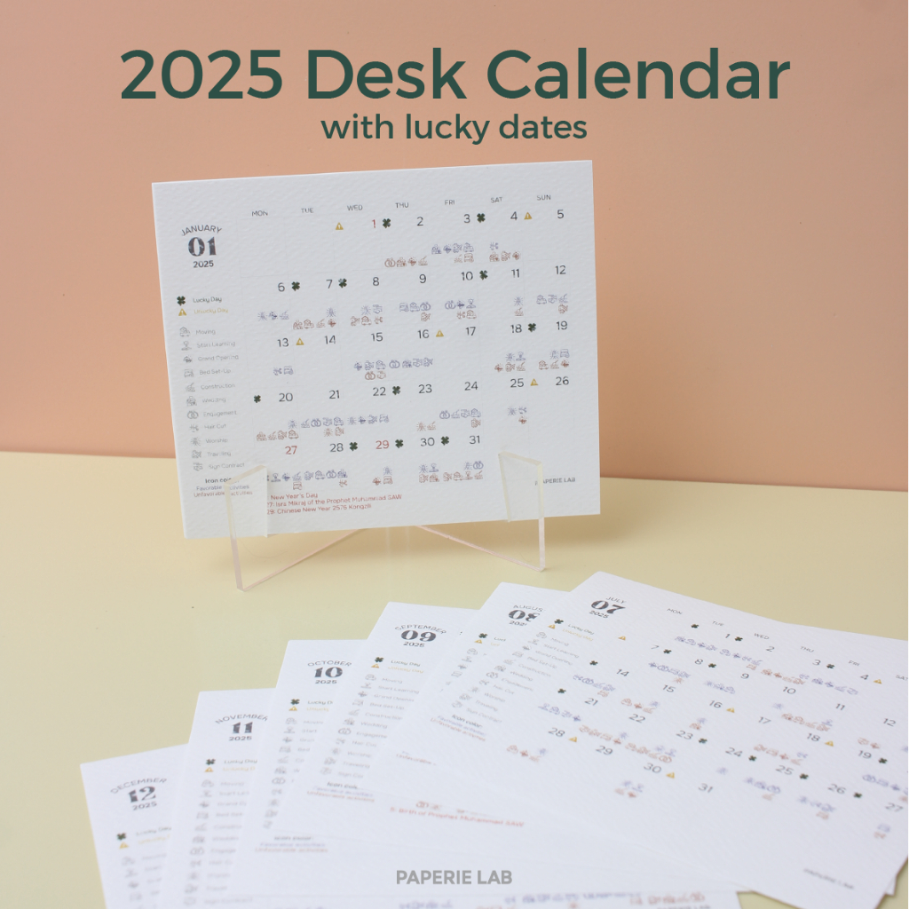 Jual 2025 Desk Calendar with Lucky Dates Kalender Meja Tanggal Hoki by ...