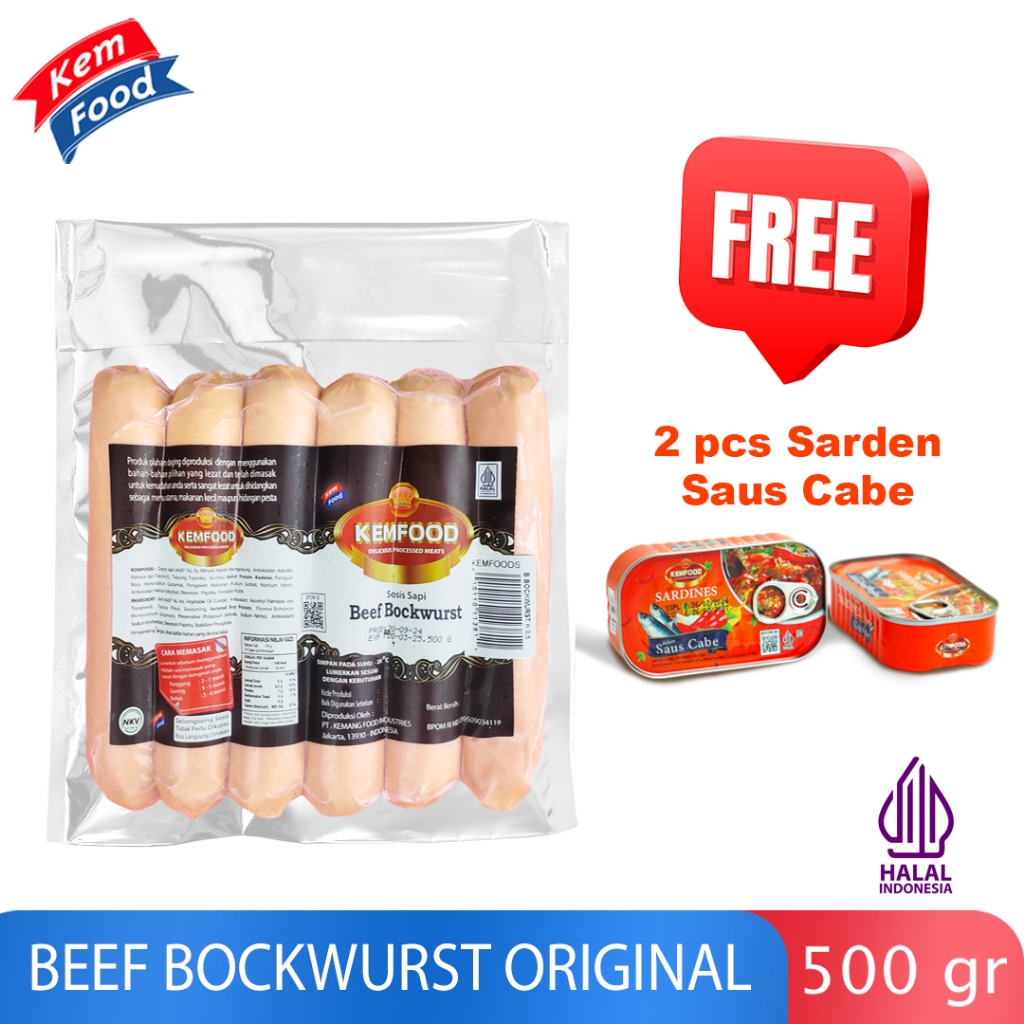 Jual Kemfood Sosis Sapi beef Bockwurst - 500Gr (Free sarden saos cabai ...