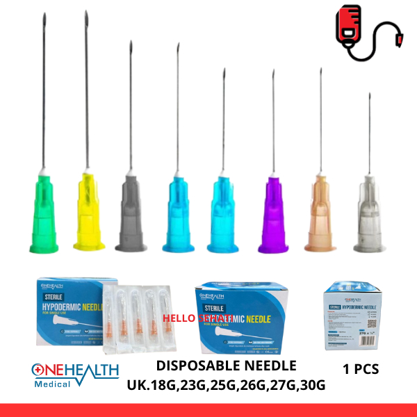 Jual Disposable Spuit Needle Hypodermic Onehealth Jarum Medis 18G 23G ...