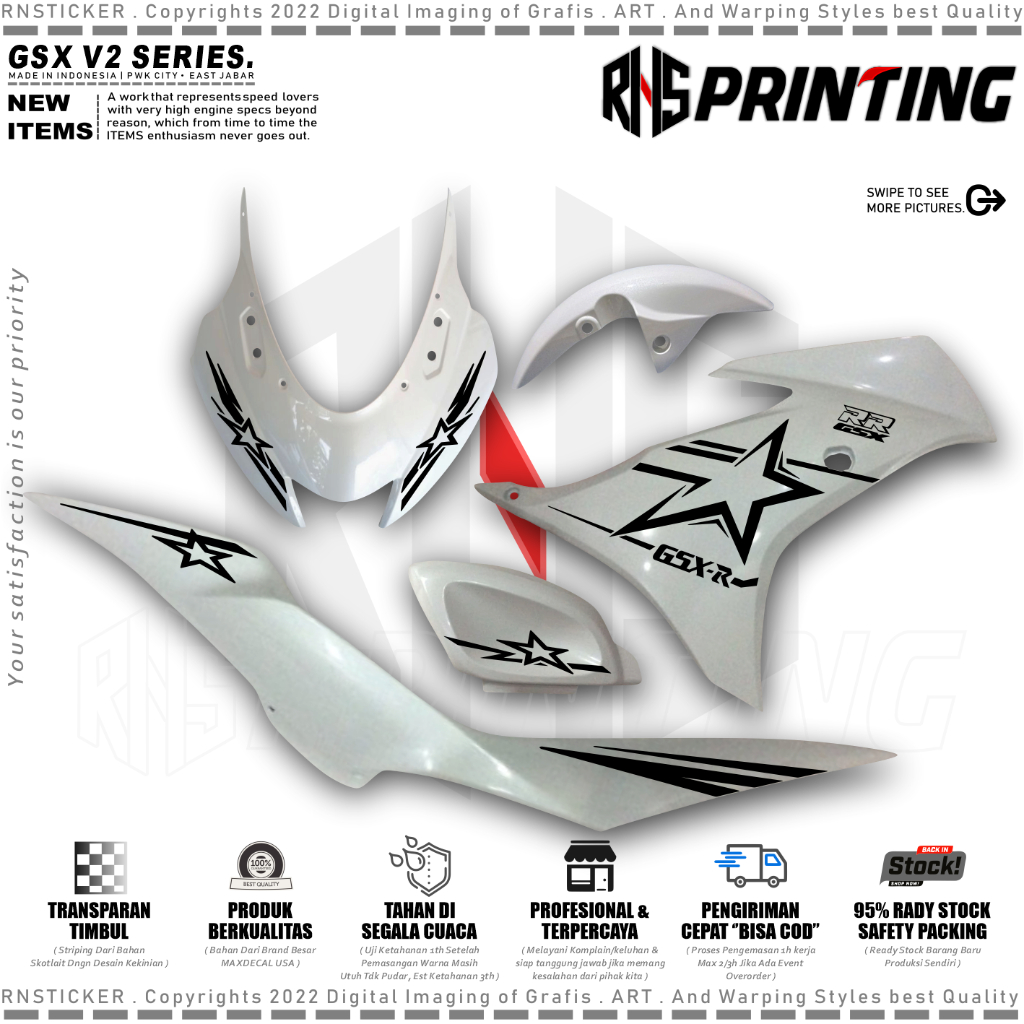 Jual V2 Cutting Sticker Striping Variasi GSX R 150 New Desain Bintang ...