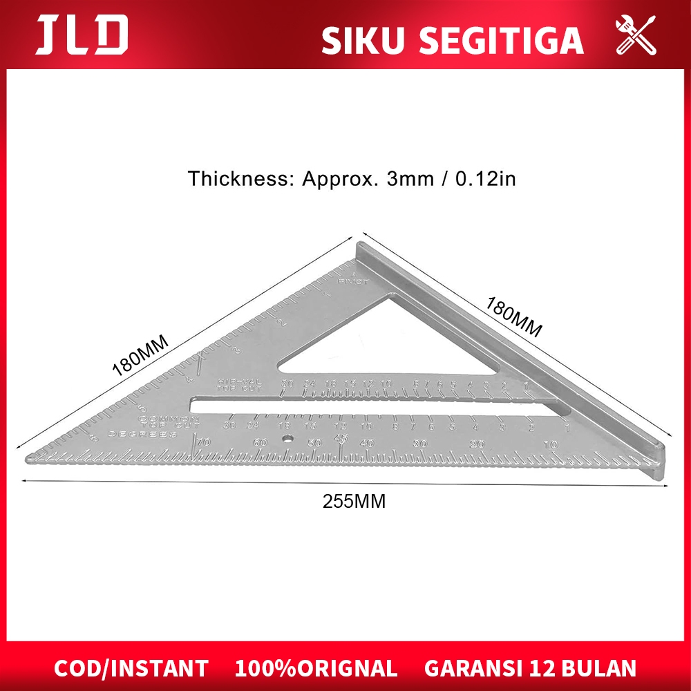 Jual JLD Penggaris Segitiga Siku Aluminium 7INCH Stainless Multifungsi ...