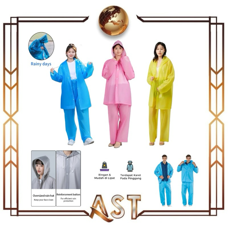 Jual Jas Hujan Dewasa Eva Celana + Baju 1 Pasang Bahan Tebal Raincoat Korea | Shopee Indonesia