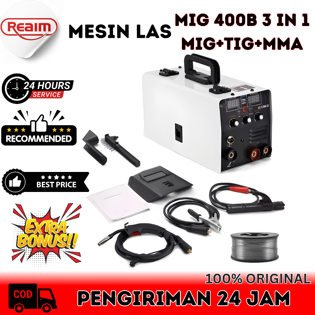 Jual COD Reaim Mesin Las New MIG 400B ( 3 in 1 MIG+TIG+MMA ) Welding Machine Inventer Arc ...
