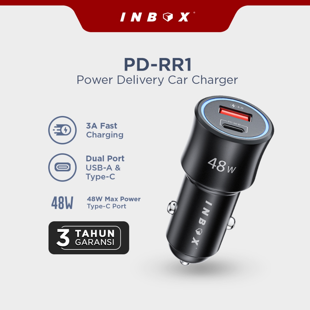 Jual Inbox Car Charger Mobil PD-RR1 Dual Output USB & Type-c Super Fast ...