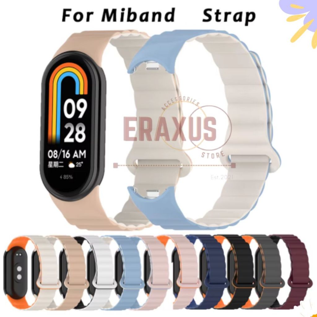 Jual Eraxus Strap Xiaomi Mi Band 10 9 8 7 6 5 4 3 Magnetic Loop Silicone Double Color for Mi ...