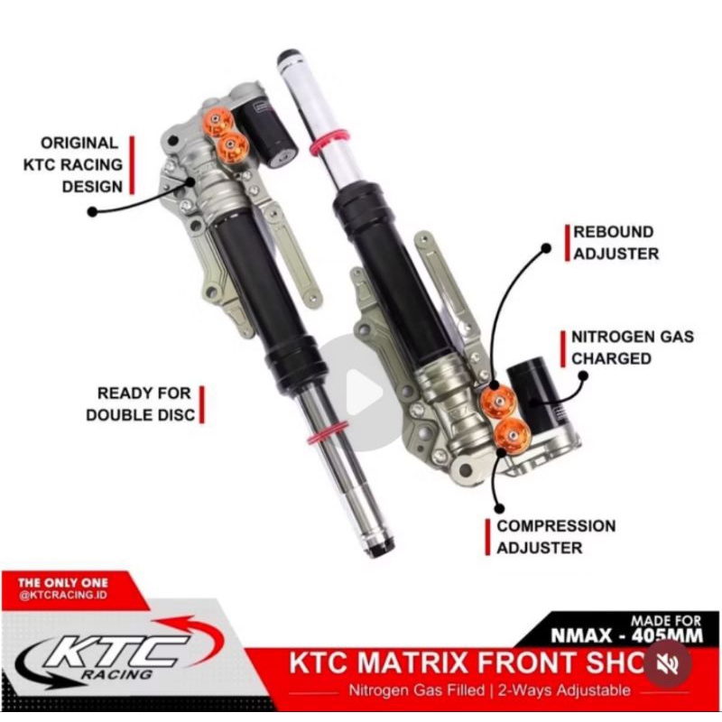 Jual TABUNG SHOCK DEPAN KTC MATRIX YAMAHA NMAX NEW NMAX OLD NMAX TURBO ...