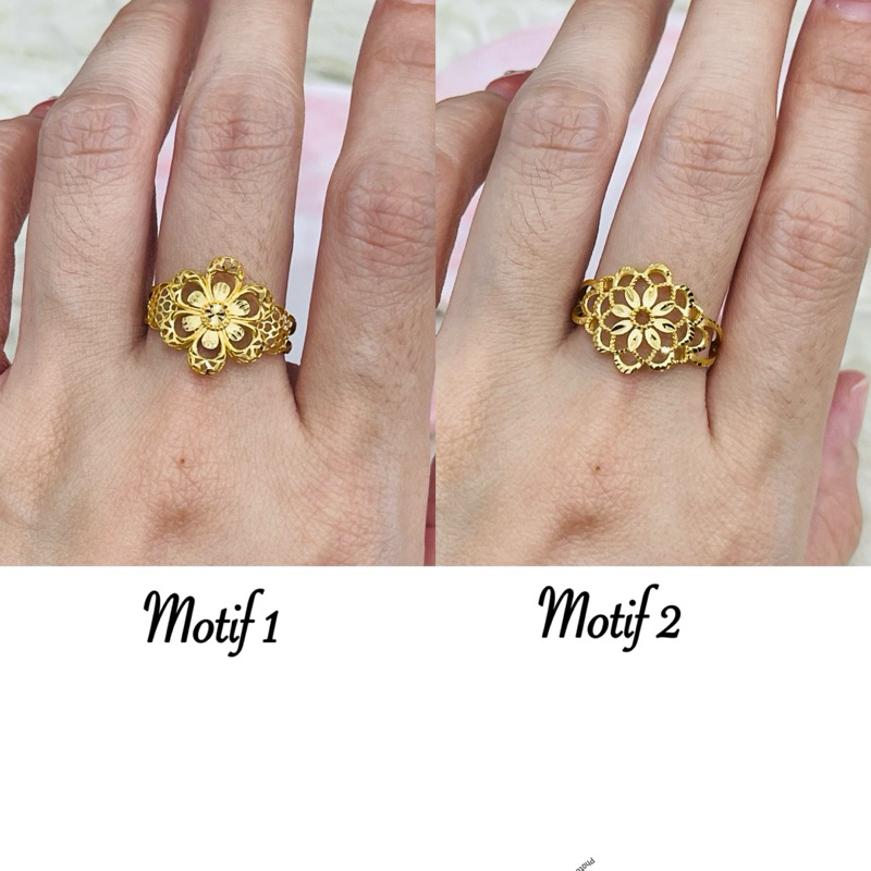 Jual Cincin kerawang bunga rata uk 17 simple elegant mewah emas asli ...