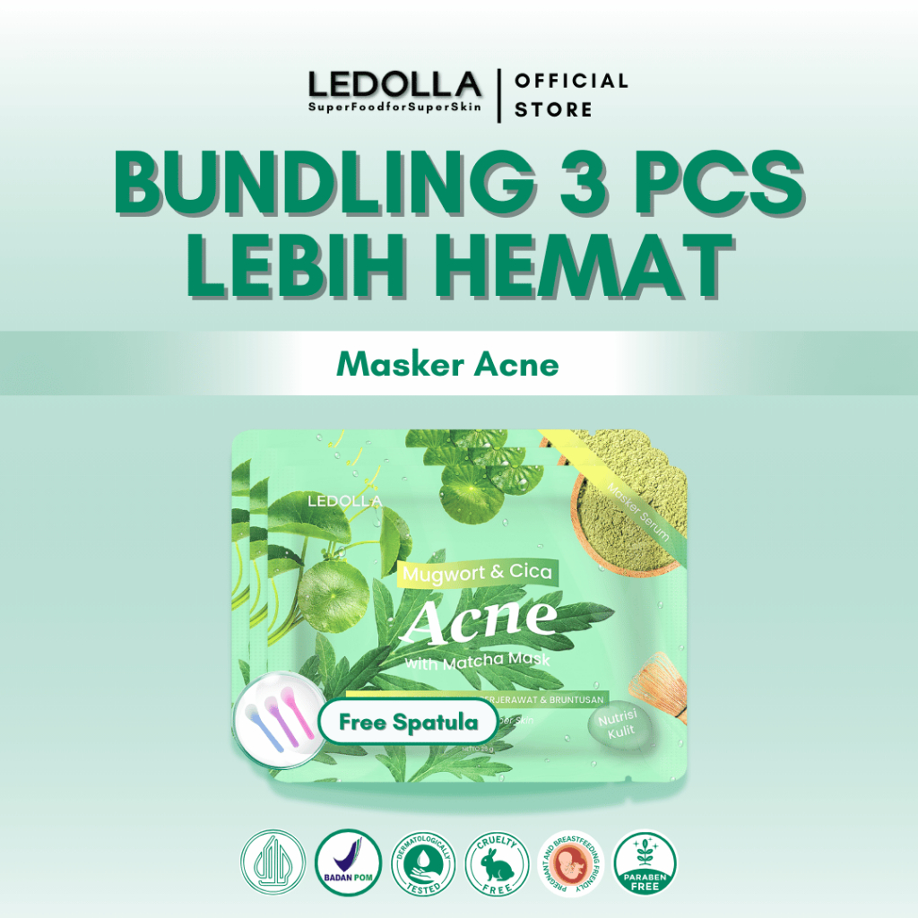 Jual LEDOLLA - 3PCS Masker Wajah Acne Mugwort & Centella | Masker Organik Bubuk | Masker Untuk ...