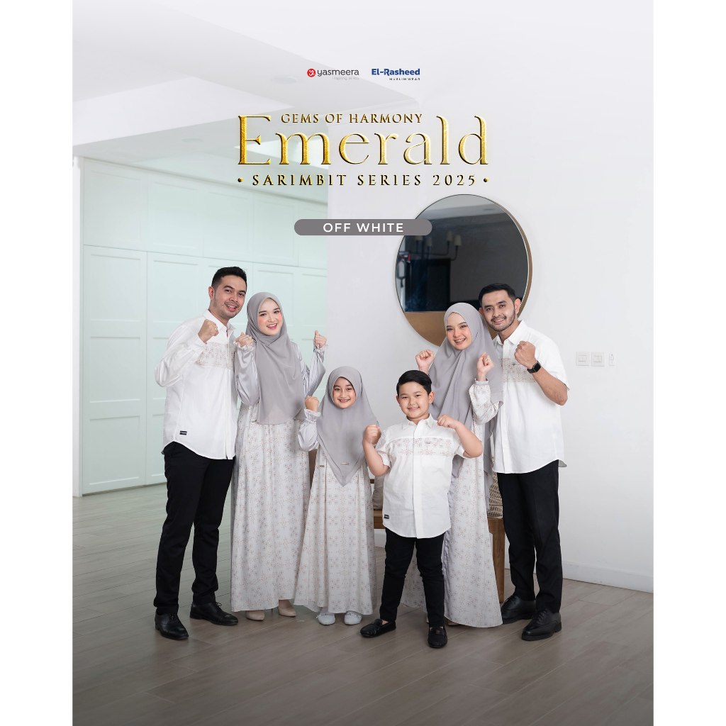 Jual YASMEERA SARIMBIT EMERALD OFF WHITE - Baju Couple Keluarga Modern Mewah Elegan Kekinian ...