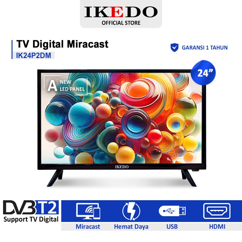 Jual [FREE FACKING KAYU] IKEDO TV LED 24 inch TV Digital Miracast Full ...