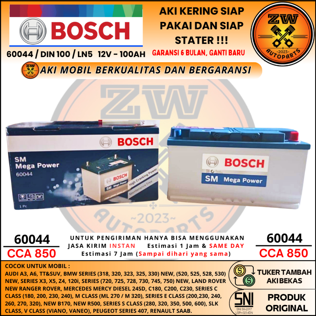 Jual AKI MOBIL 60044 / DIN 100 / LN5 BOSCH MF 12 VOLT 100 AMPERE AKI KERING | Shopee Indonesia