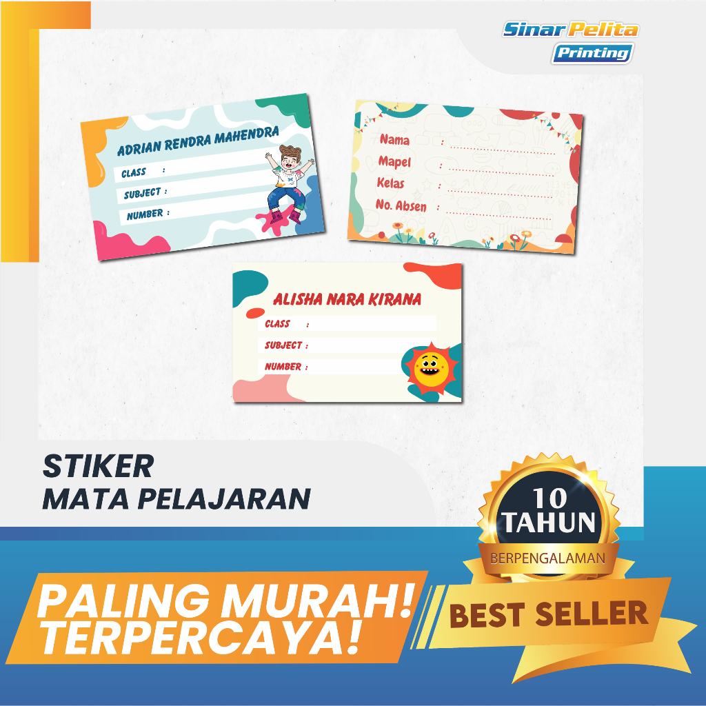 Jual Stiker Mata Pelajaran | Stiker Label Mapel | Stiker Nama Anak ...