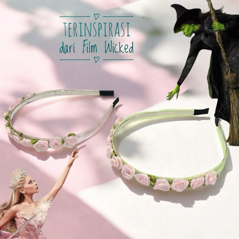 Jual Naida Rose Flower Fairy Satin Headband Bando Inspired by Wicked ...