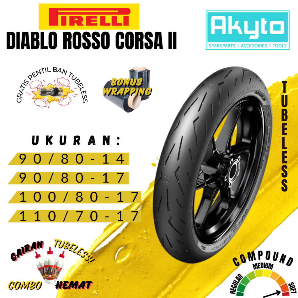 Jual LF BAN PIRELLI / DIABLO ROSSO CORSA II / BAN TUBELESS SOFT COMPOUND FREE PENTIL / BAN BALAP ...
