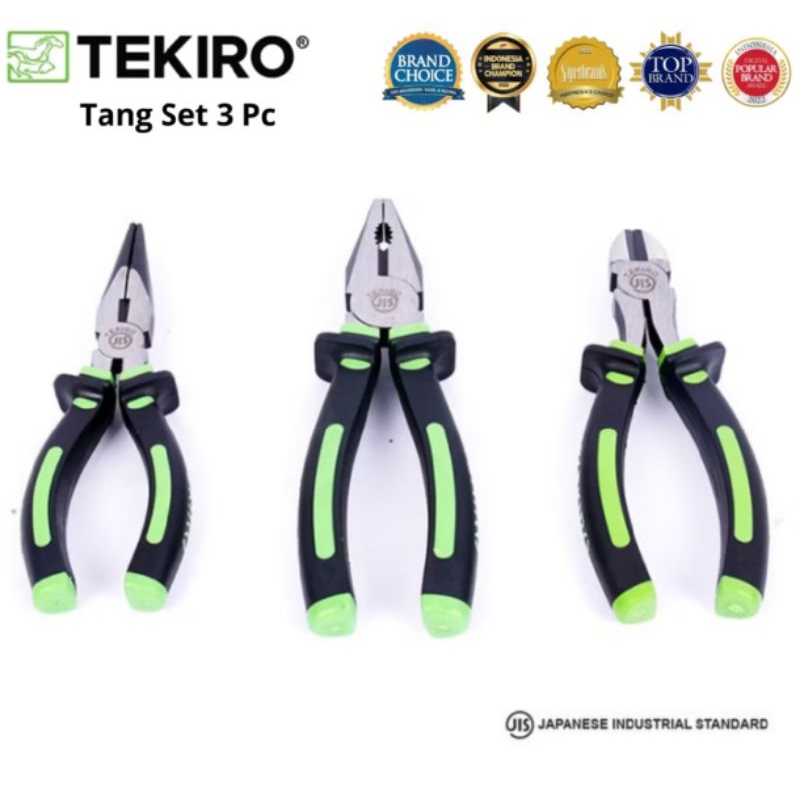 Jual (JU) TEKIRO TANG SET 3pcs (PL-PS1974) tang kombinasi 7", tang lancip 6", tang potong 6 ...
