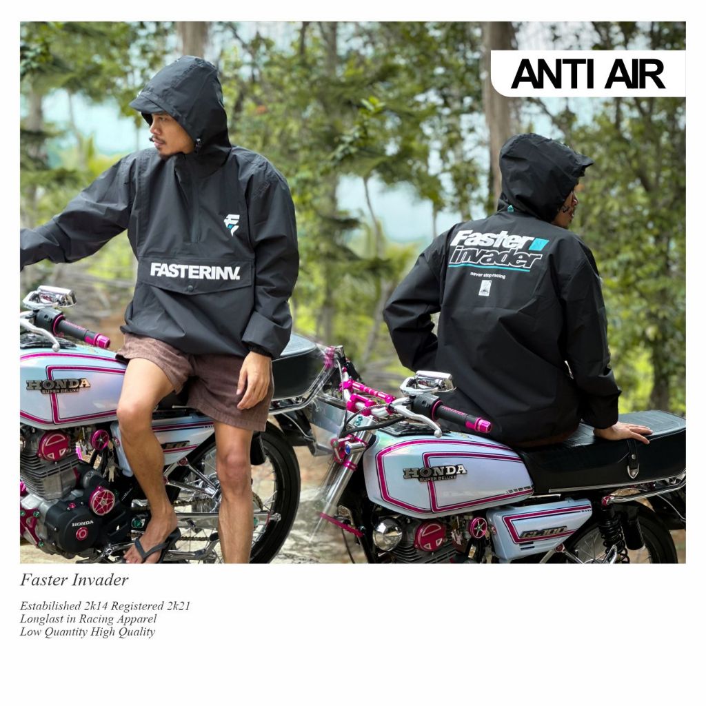 Jual Raincoat anorak faster invader black | Shopee Indonesia