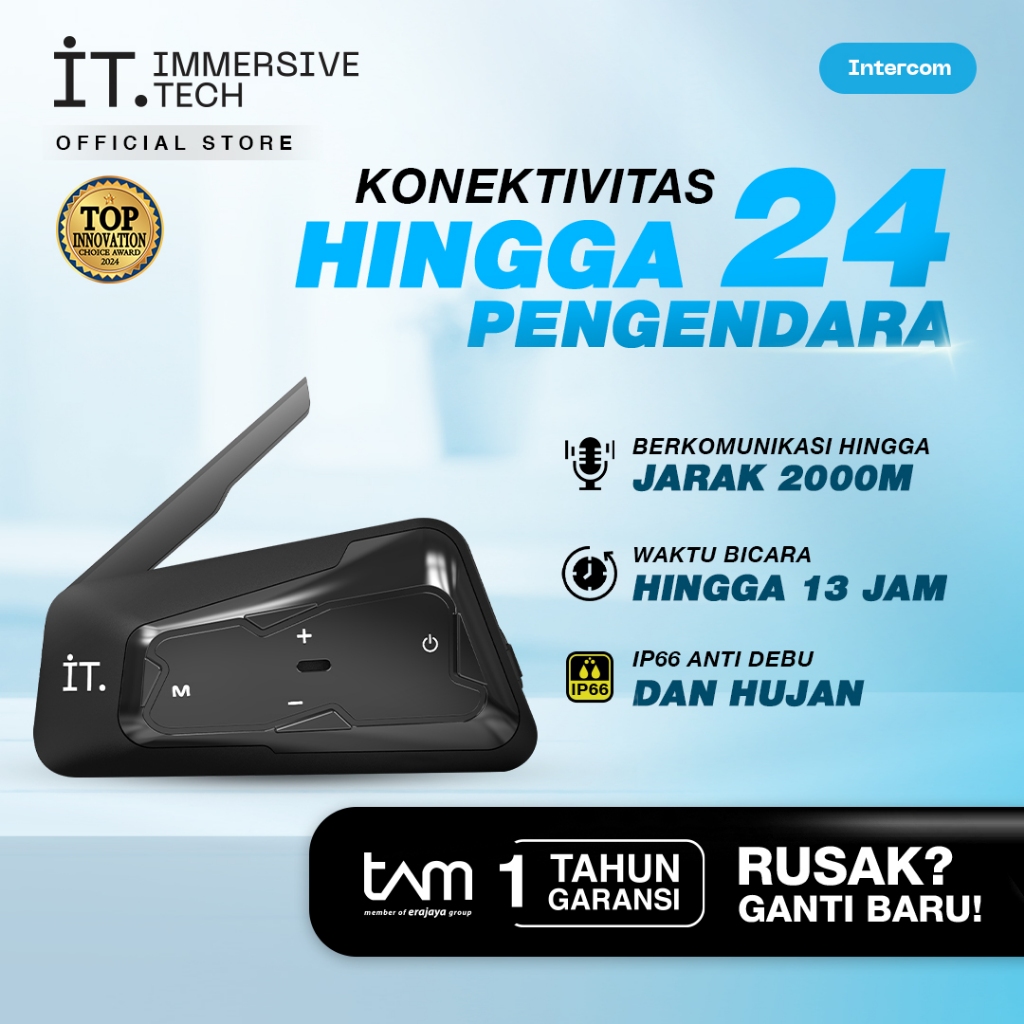 Jual IT Mesh Intercom Bluetooth Headset R10 - Black | Shopee Indonesia