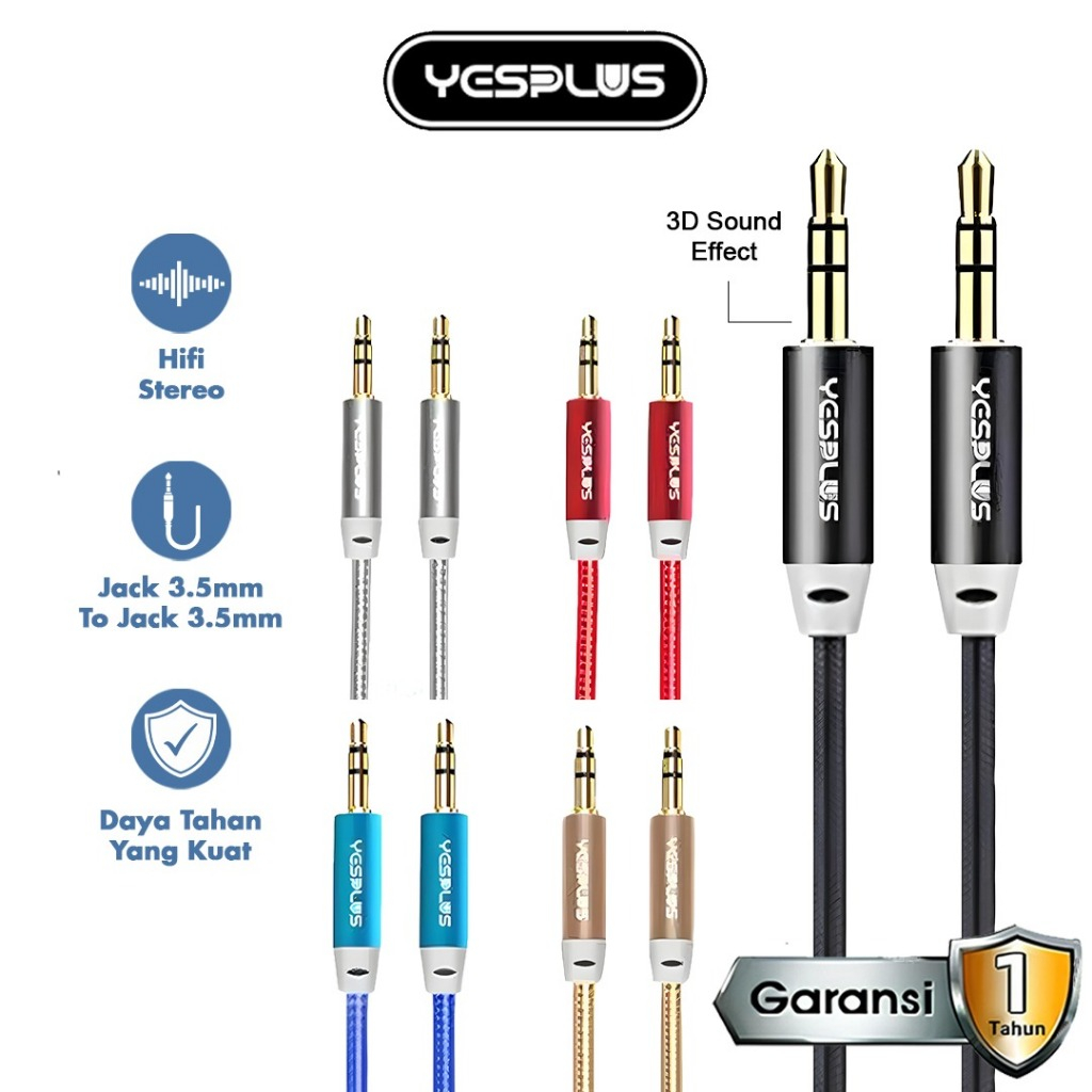 Jual Kabel Aux Audio Yesplus YS-1414 3.5mm Male to Male Original | Shopee Indonesia