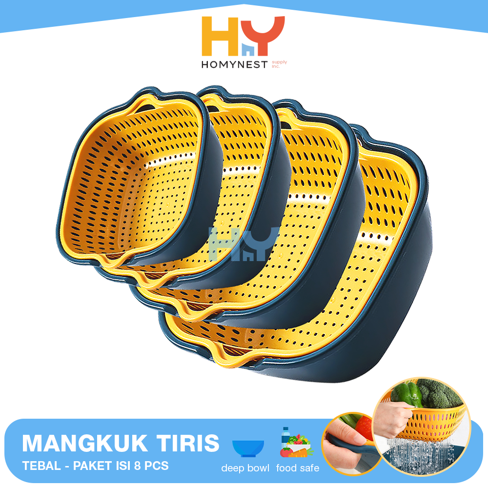 Jual HOMYNEST Baskom Plastik Set 8in1 Keranjang Saringan Cuci Sayur ...
