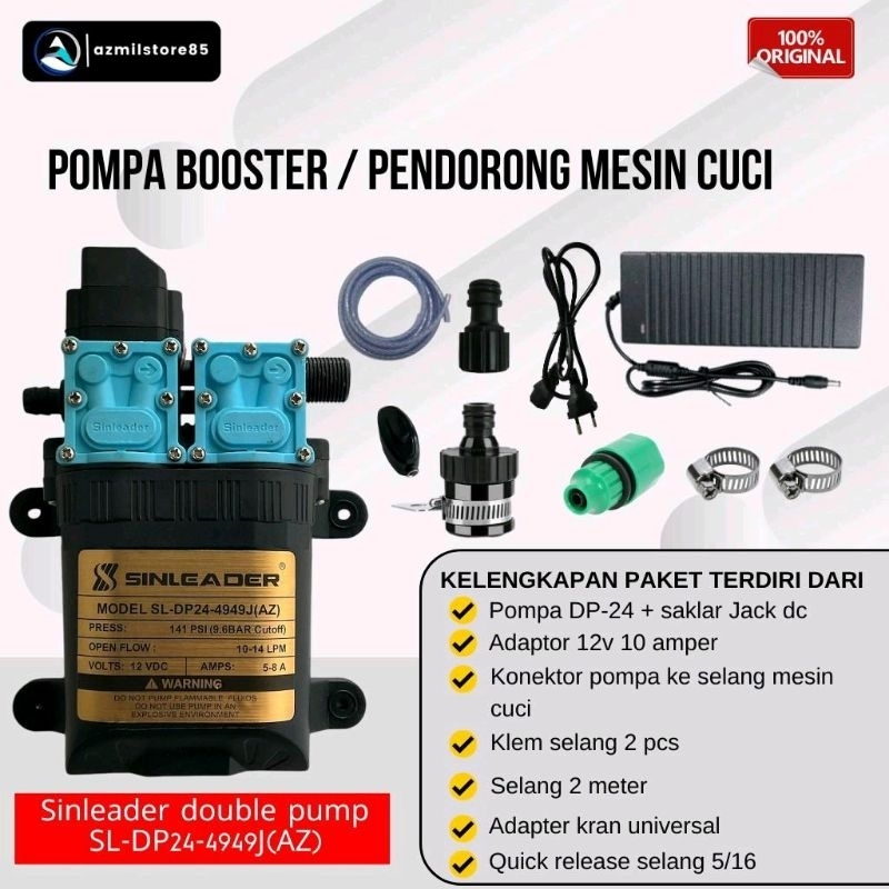Jual POMPA BOOSTER PENDORONG MESIN CUCI POMPA DUAL SINLEADER SL-DP24-4949J((AZ) | Shopee Indonesia